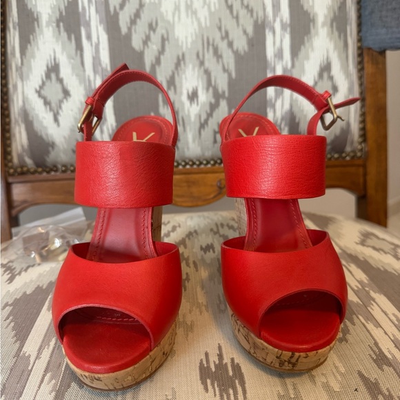 Yves Saint Laurent | Shoes | Yves Saint Laurent Red Wedge Shoes | Poshmark